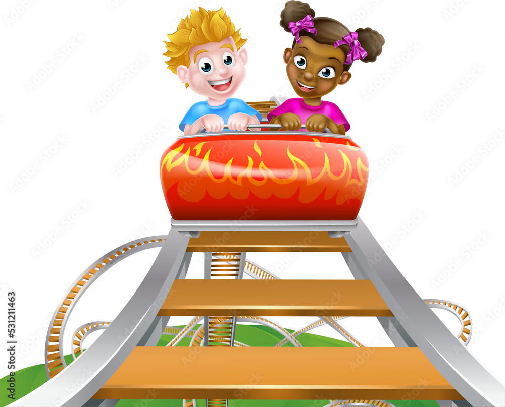 Roller Coaster Fair Theme Park Stock Illustration | Adobe Stock