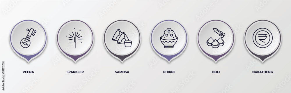 infographic template with outline icons. infographic for india and holi ...