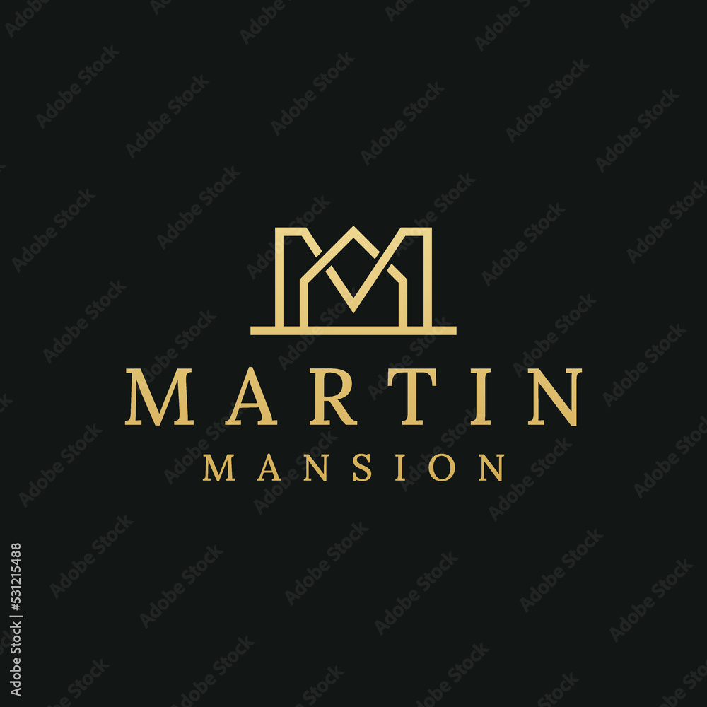 letter M house real estate logo design Stock Vector | Adobe Stock