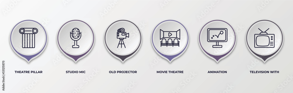 infographic template with outline icons. infographic for cinema concept ...