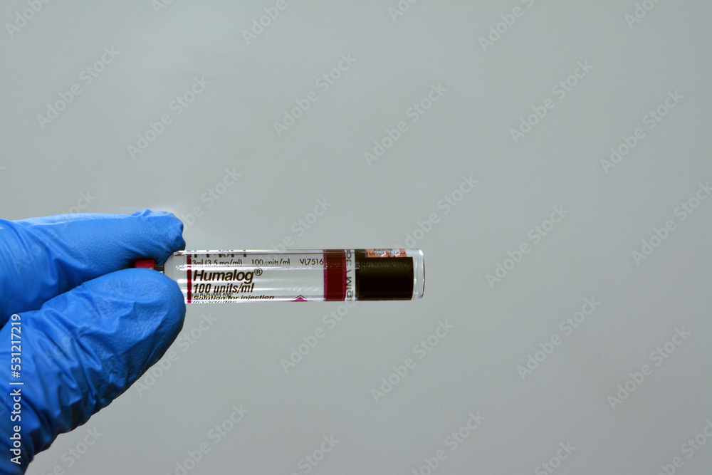 Cairo, Egypt, September 14 2022: Humalog 100 units ml solution for ...