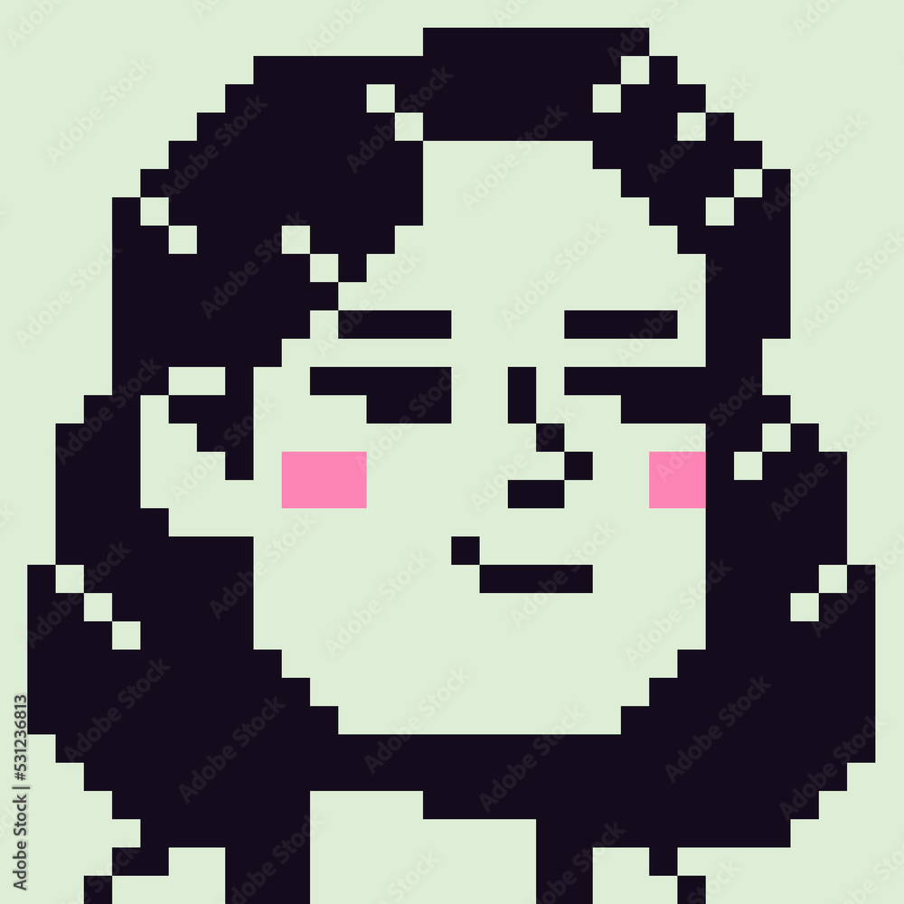 Woman pixel art style character. Avatar, portrait and profile picture ...