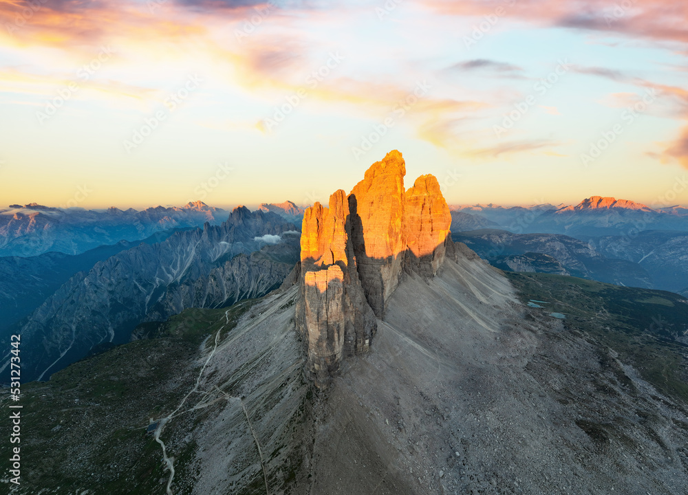 Photo Stock View from above, stunning aerial view of the Three Peaks of ...