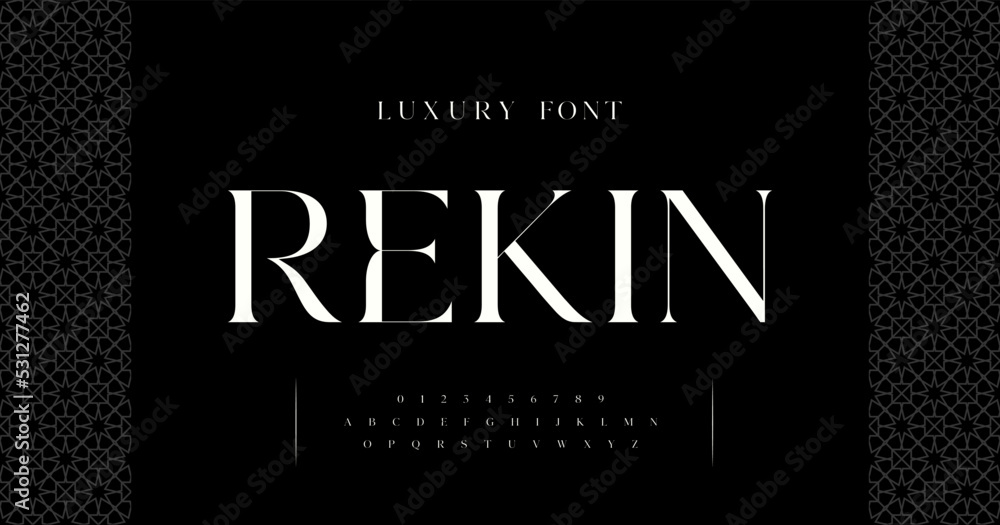 Rekin an Elegant alphabet letters serif font and number.Typography ...