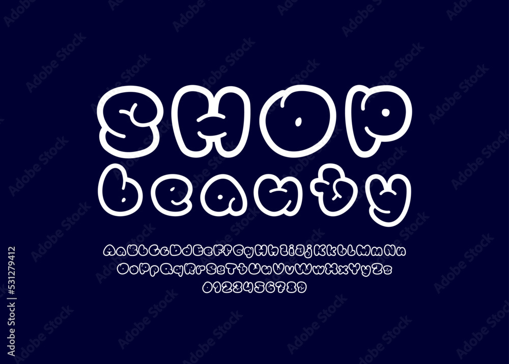 Outline font, comic alphabet in the cartoon style, uppercase and ...