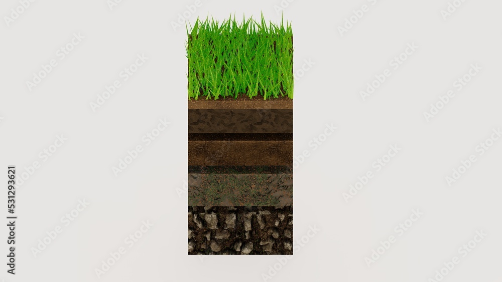 Layers of soil 3d rendering isometric diagram Stock Illustration ...