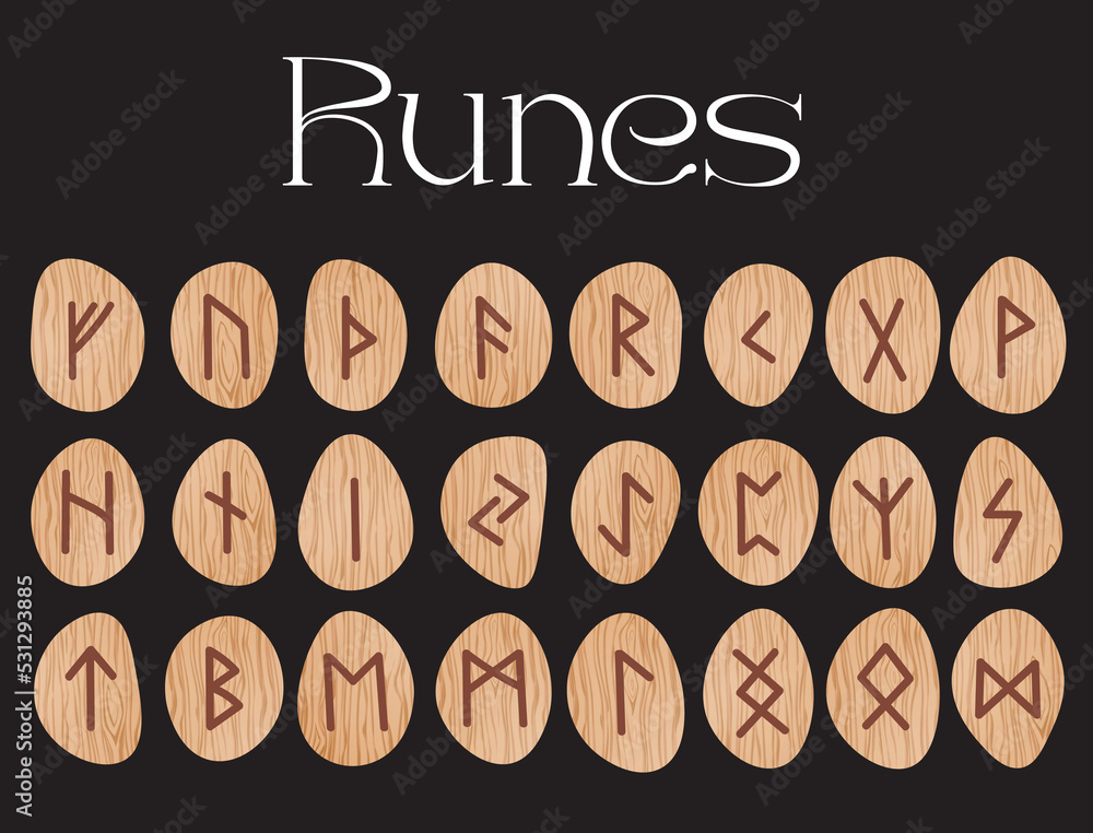 Scandinavian ancient magical runes alphabet Stock Illustration | Adobe ...