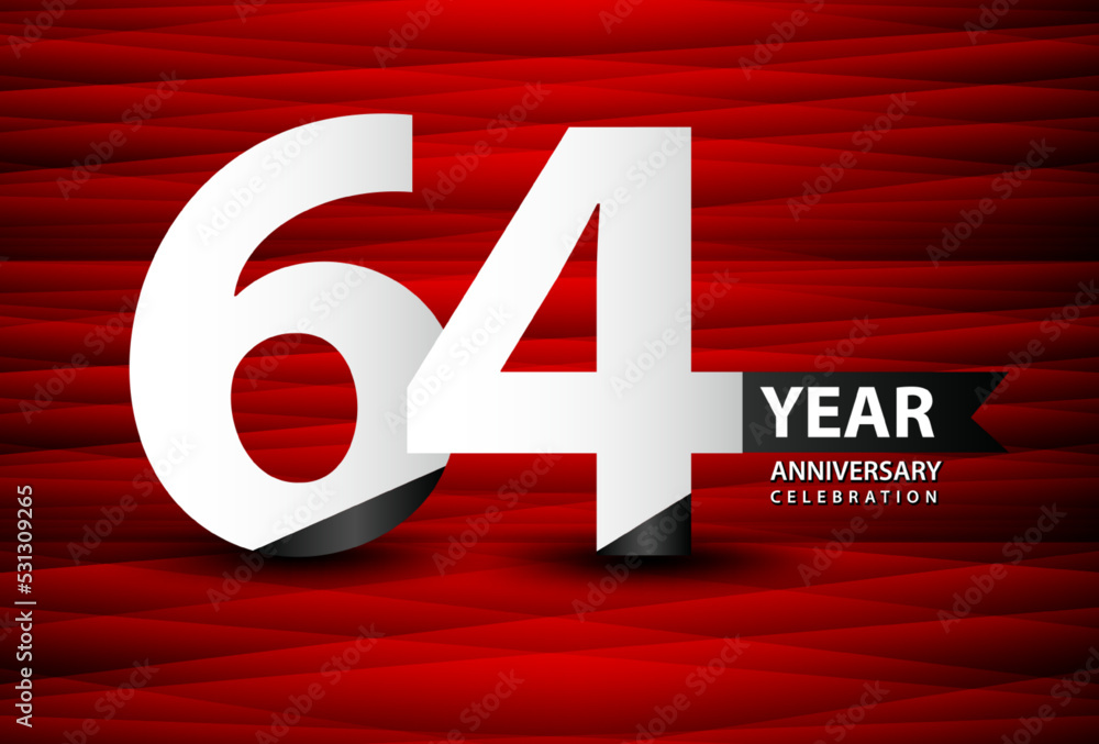 64 Year Anniversary Celebration Logo Vector On Red Background, 64 ...