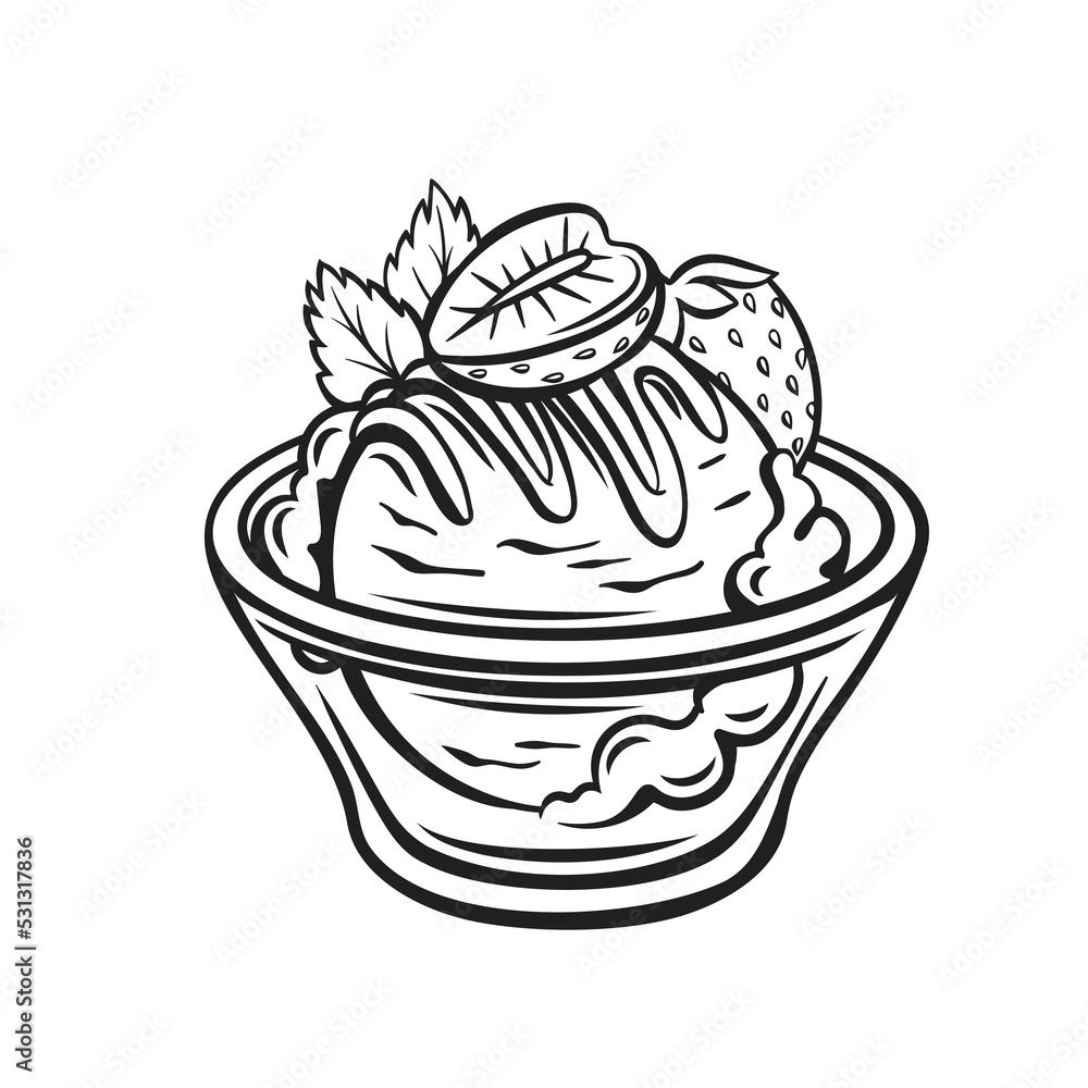 how to draw ice cream in a bowl