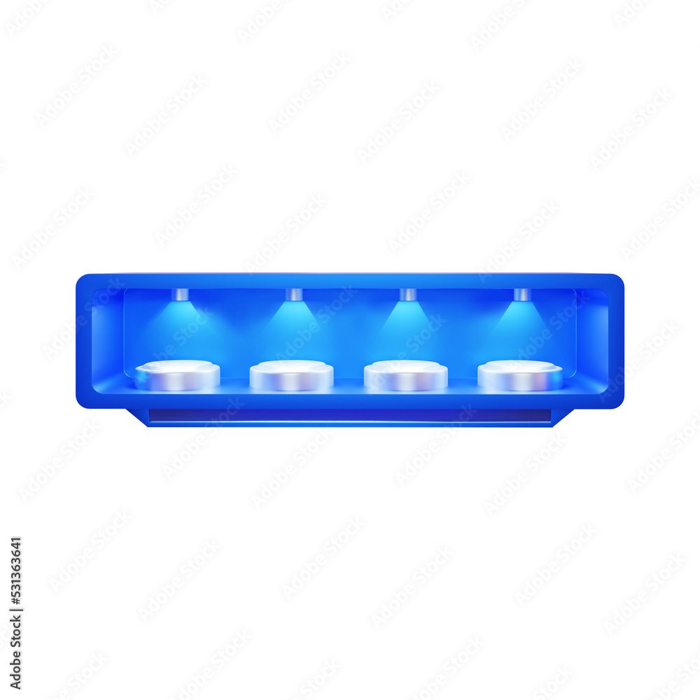 Shelf with spotlights 3d rendering illustration Stock Illustration ...