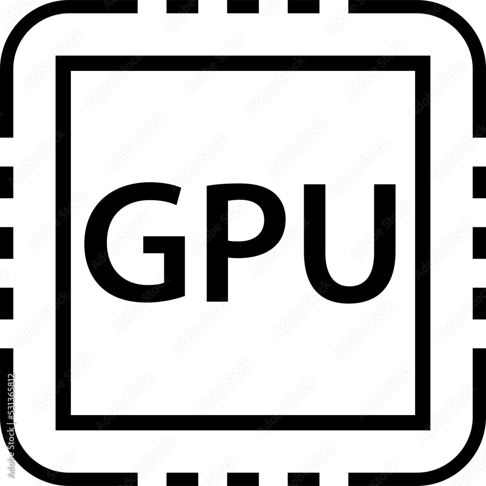 Isolated icon of a GPU logo. Concept of graphical processing unit and ...