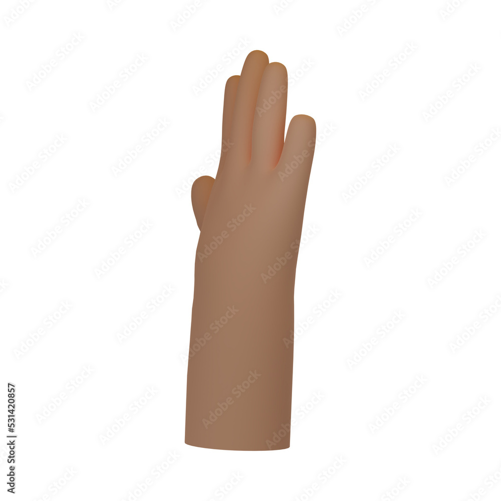 3d hand gesture. Emoticon sign. Showing five fingers. Open greeting ...