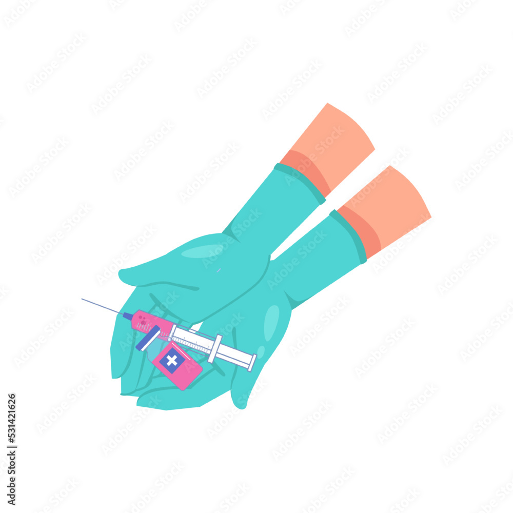Vaccination procedure in clinics or hospital. Isolated doctor hands in ...
