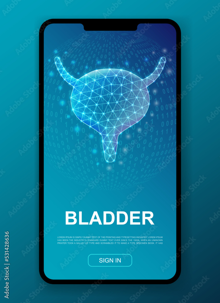 Bladder 3d polygonal symbol for UI, UX design template. Low poly ...