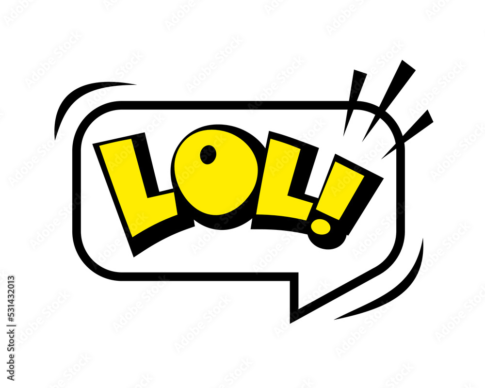 Vector de Stock Lol comic word speech bubble icon with cloud, rays. Pop ...