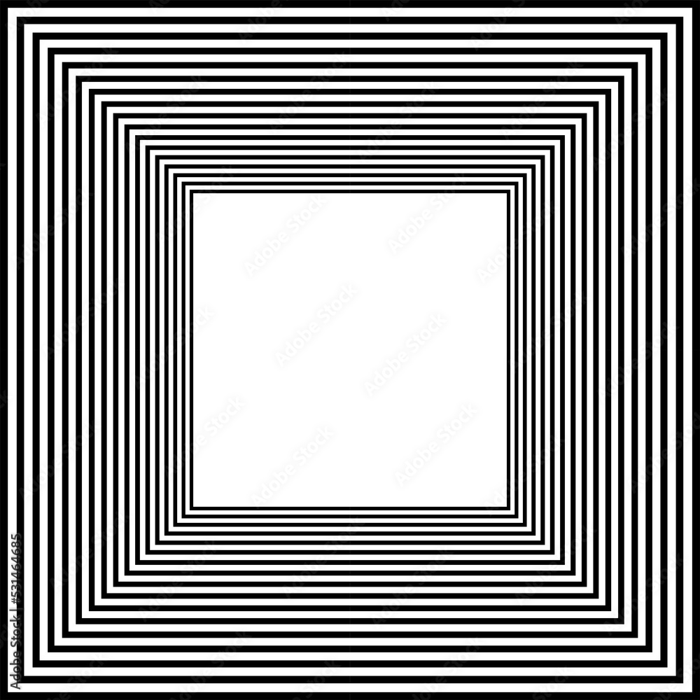 Black outlined square frame, border. Optical illusion. Isolated png ...