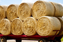 Red Wagon And Bale Of Hay Free Stock Photo - Public Domain Pictures