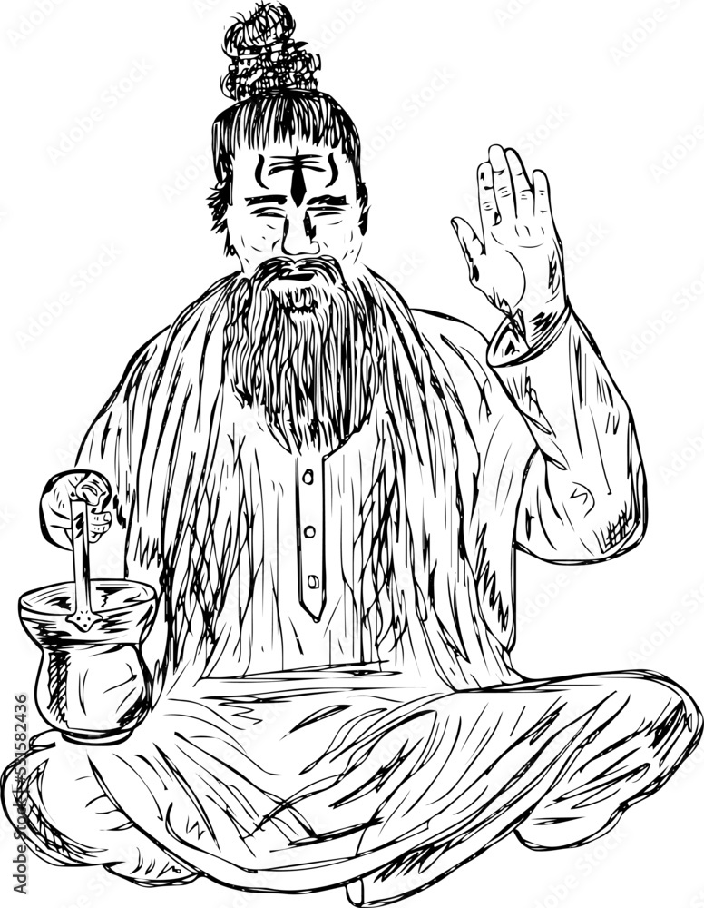 Vector de Stock Sketch of sadhu of India in vector illustration, Guru ...