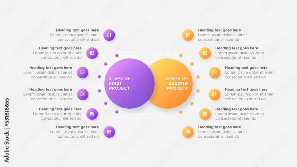 Process Workflow Features Options Comparison Chart Diagram Circles Infographic Design Template