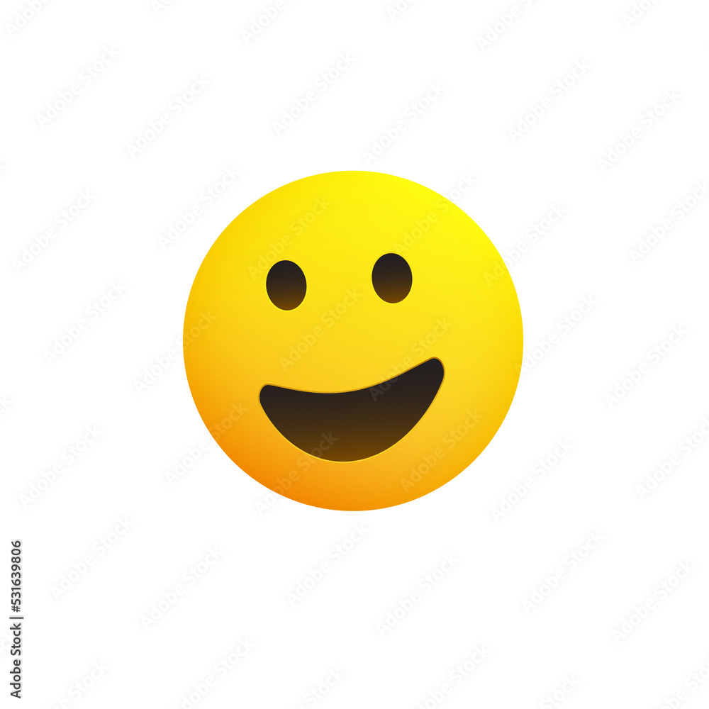 Smiling Emoji - Simple Happy Emoticon with Open Eyes on Transparent ...