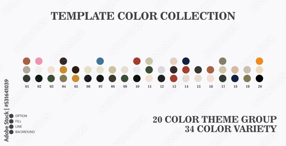 Trend Color palette blend 2023. 20 vector color palette groups, with 34 ...
