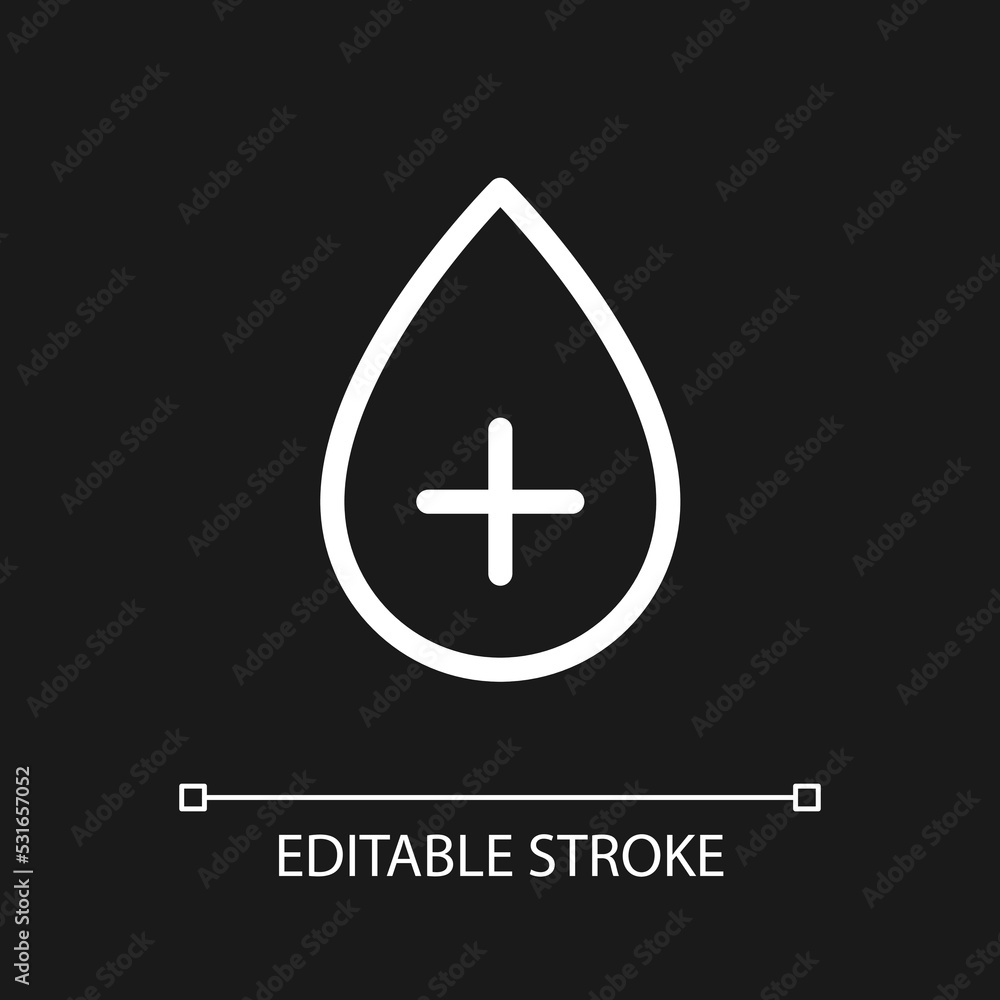 Positive blood type pixel perfect white linear ui icon for dark theme ...