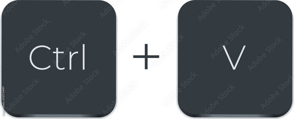 Ctrl C and Ctrl V keyboard buttons. Copy and paste key shortcuts Stock ...