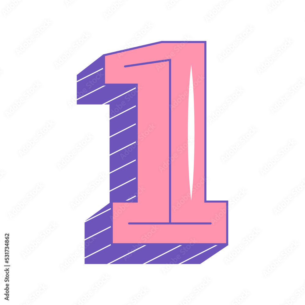 1, vintage number one, retro bold font, typeface. pop art stylized text ...