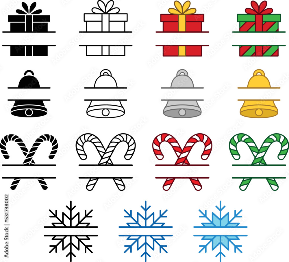 Christmas Split Label Template Clipart - Outline, Silhouette & Color ...