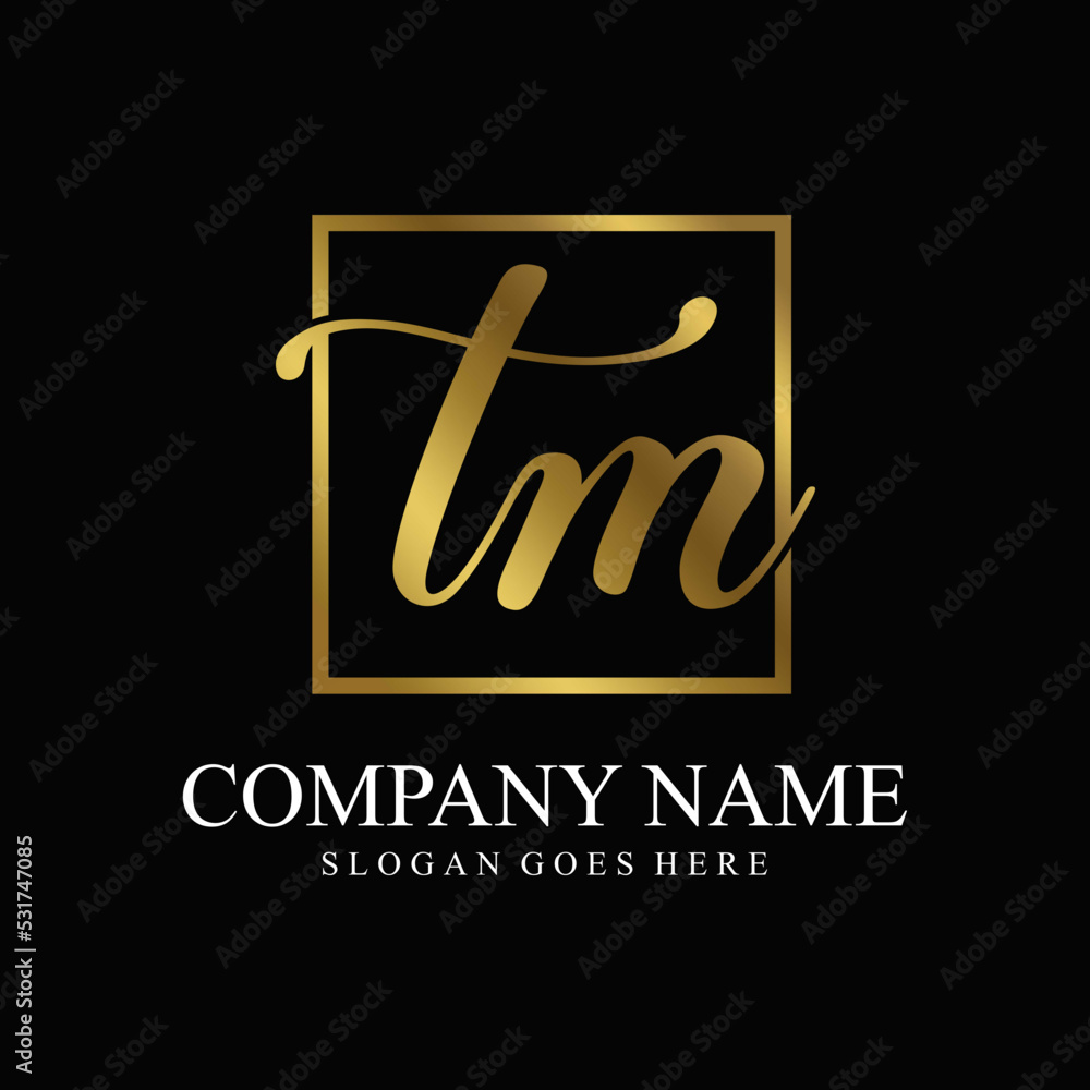 Initial letter TM logo design with square box Stock Vector | Adobe Stock