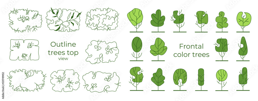 Tree for architectural floor plans. Entourage design. Various trees ...