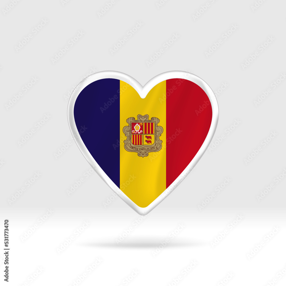 Heart from Andorra flag. Silver button star and flag template. Easy ...