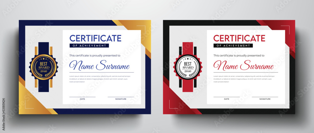 Modern and creative certificate of achievement template I Elegant ...