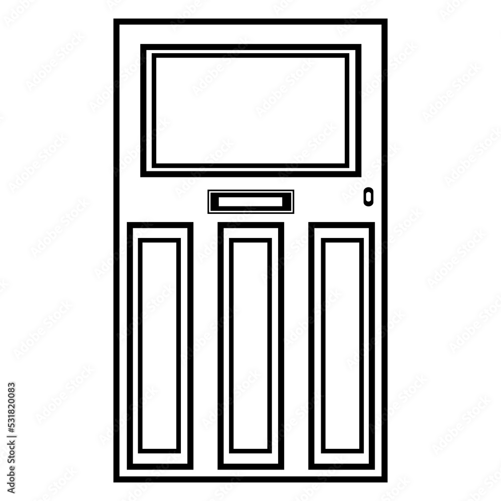 Front door outline png illustration. Architectural facade icon, symbol ...