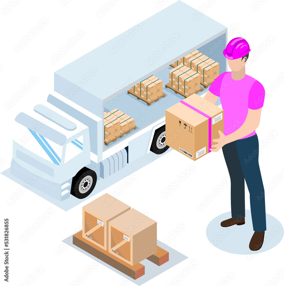 3D isometric Smart logistics technologies concept with Smart Logistics ...