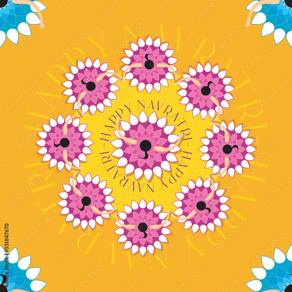 Happy Navratri. Navratri Garba Dance Top Seamless Pattern. Top View ...