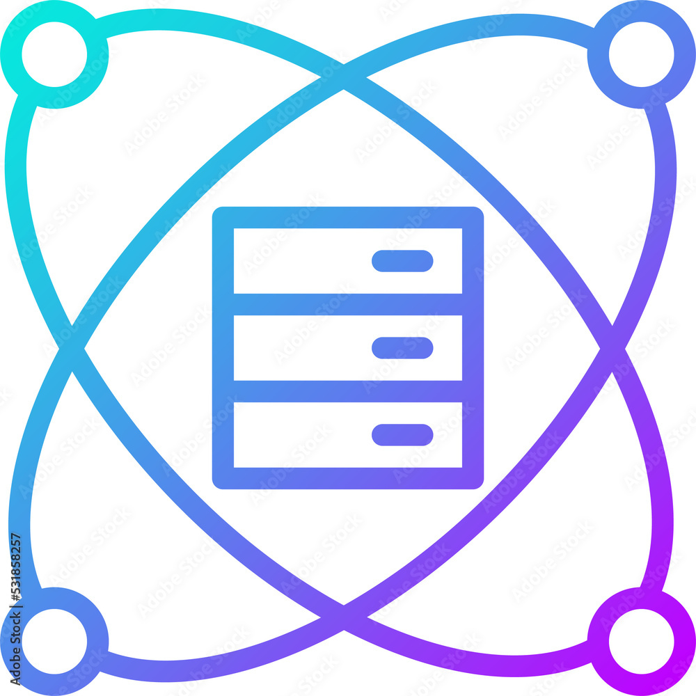 Scientific data mining gradient linear vector icon. Dataset of researching works. Virtual server ...