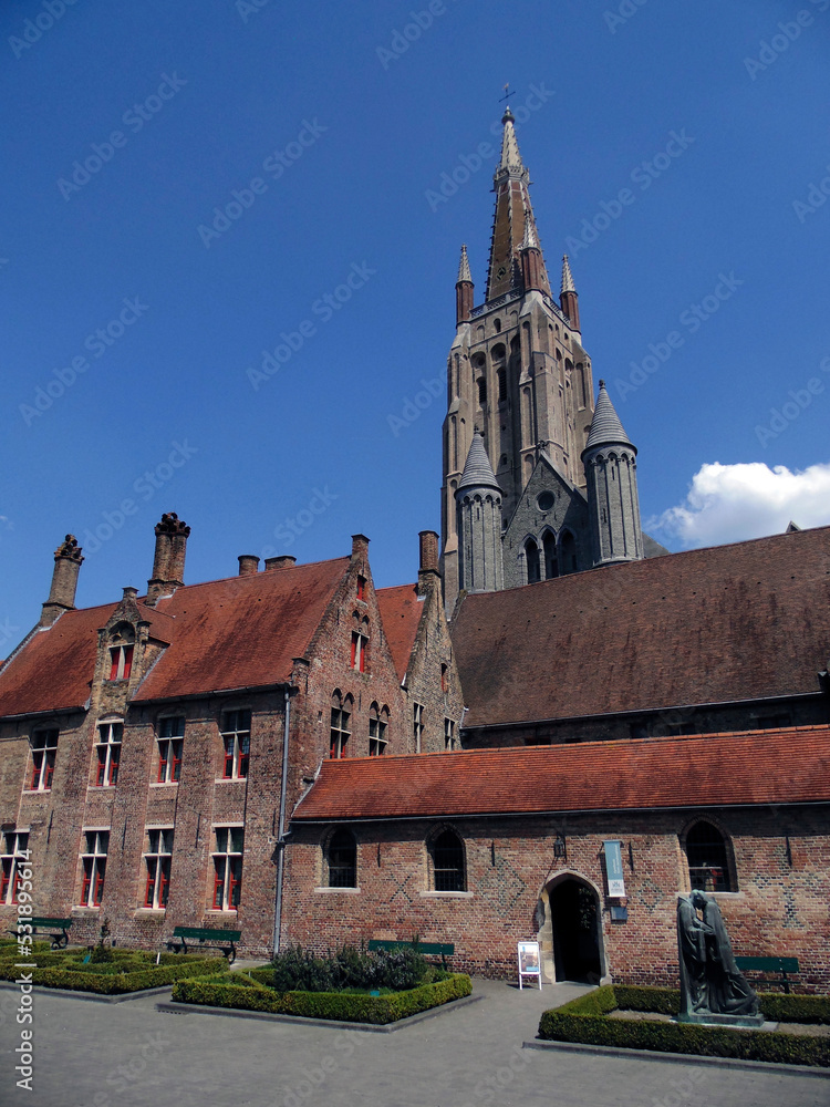 Beautiful Bruges cityscape with Bruges landmarks Old St. John's ...