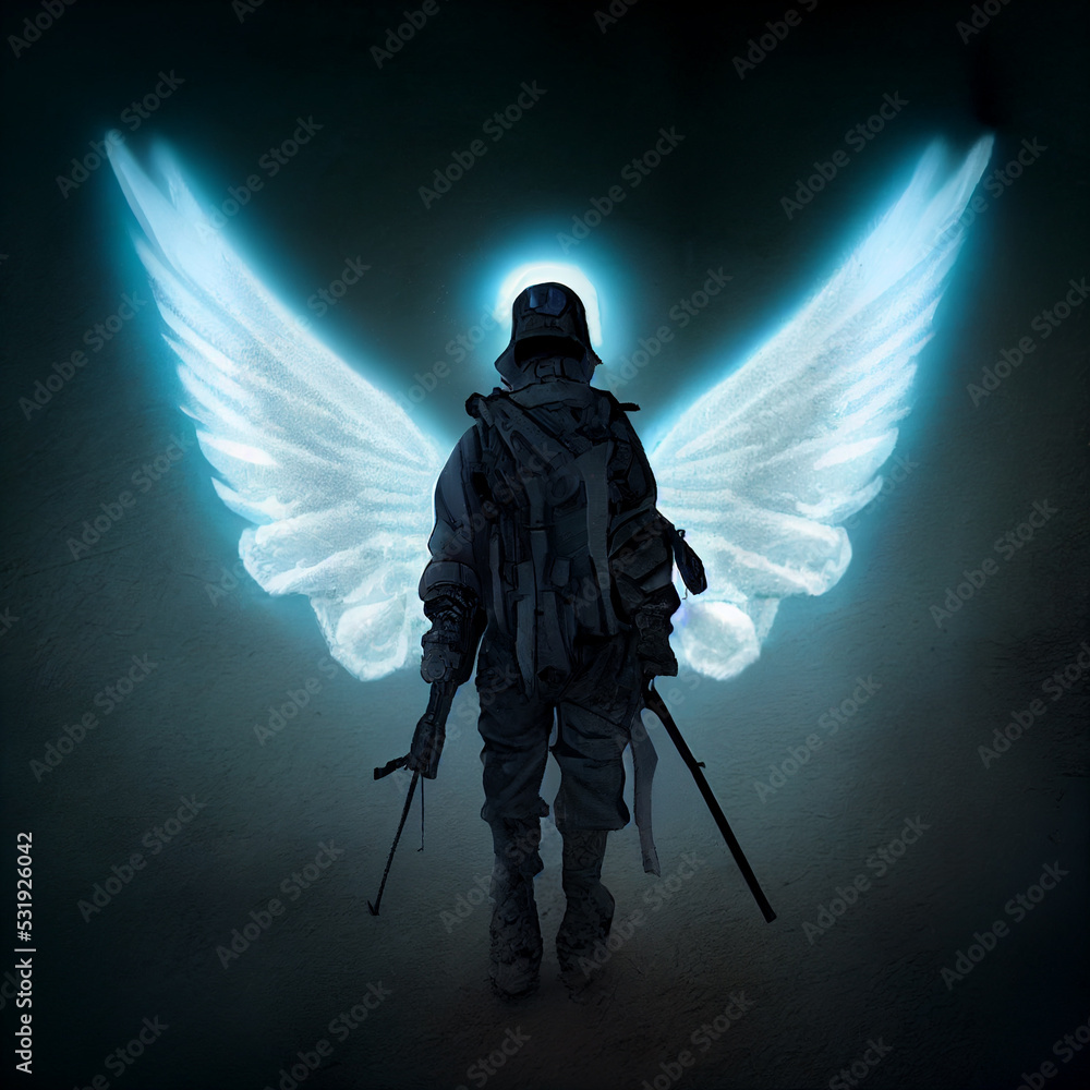 Ilustración de Stock Warrior of Light. Soldier Liberator. Warrior with ...