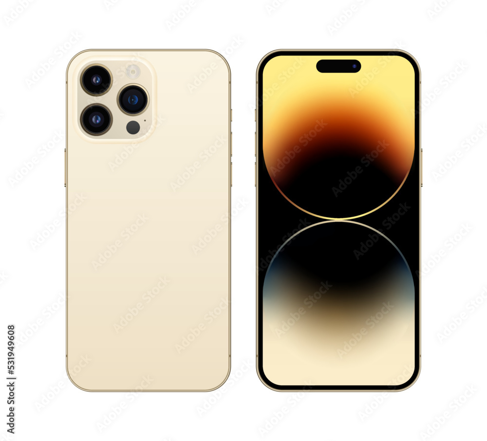 Smart phone gold color realistic mockup. Stock Vector | Adobe Stock
