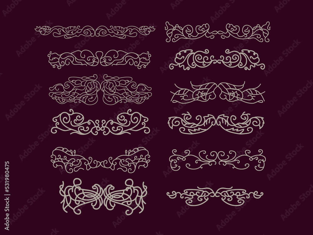 premium baroque element outline border frame template collection.royal ...