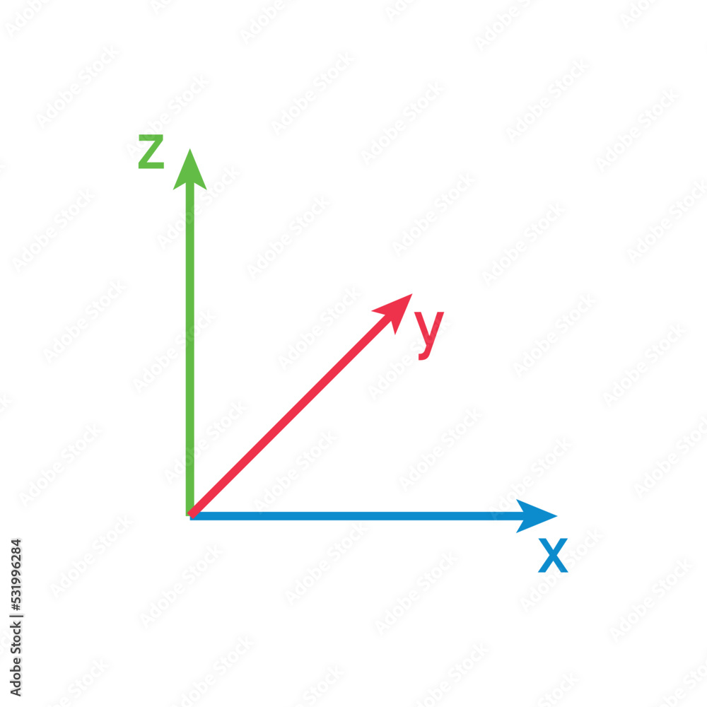 3d Space Coordinate System On White Background Stock Vector Adobe Stock