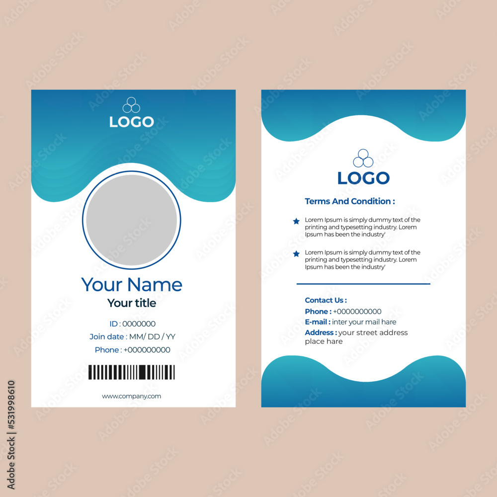 Minimalist Front and back id card template with picture Office Id Card ...