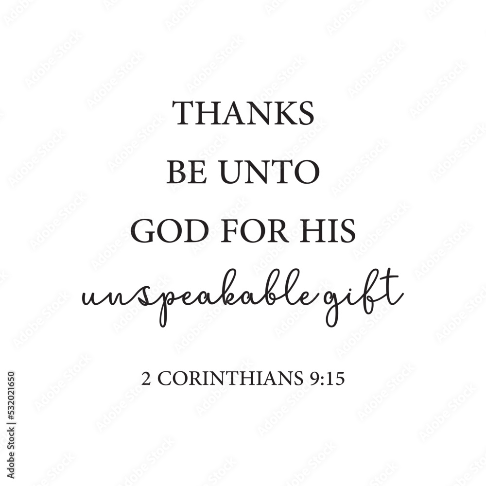 Christmas Bible Verse, 2 Corinthians 9:15, Thanks be unto God for his ...