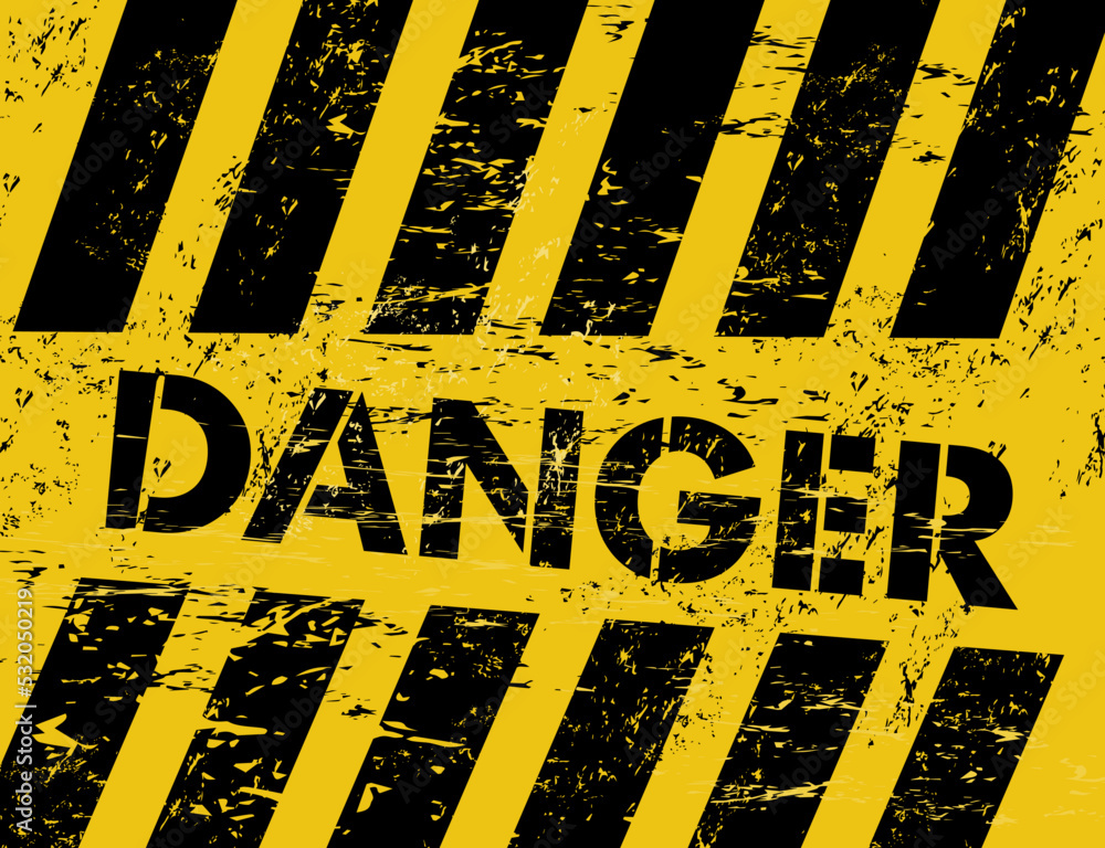 Grunge yellow and black stripes warning background. Safety caution or ...
