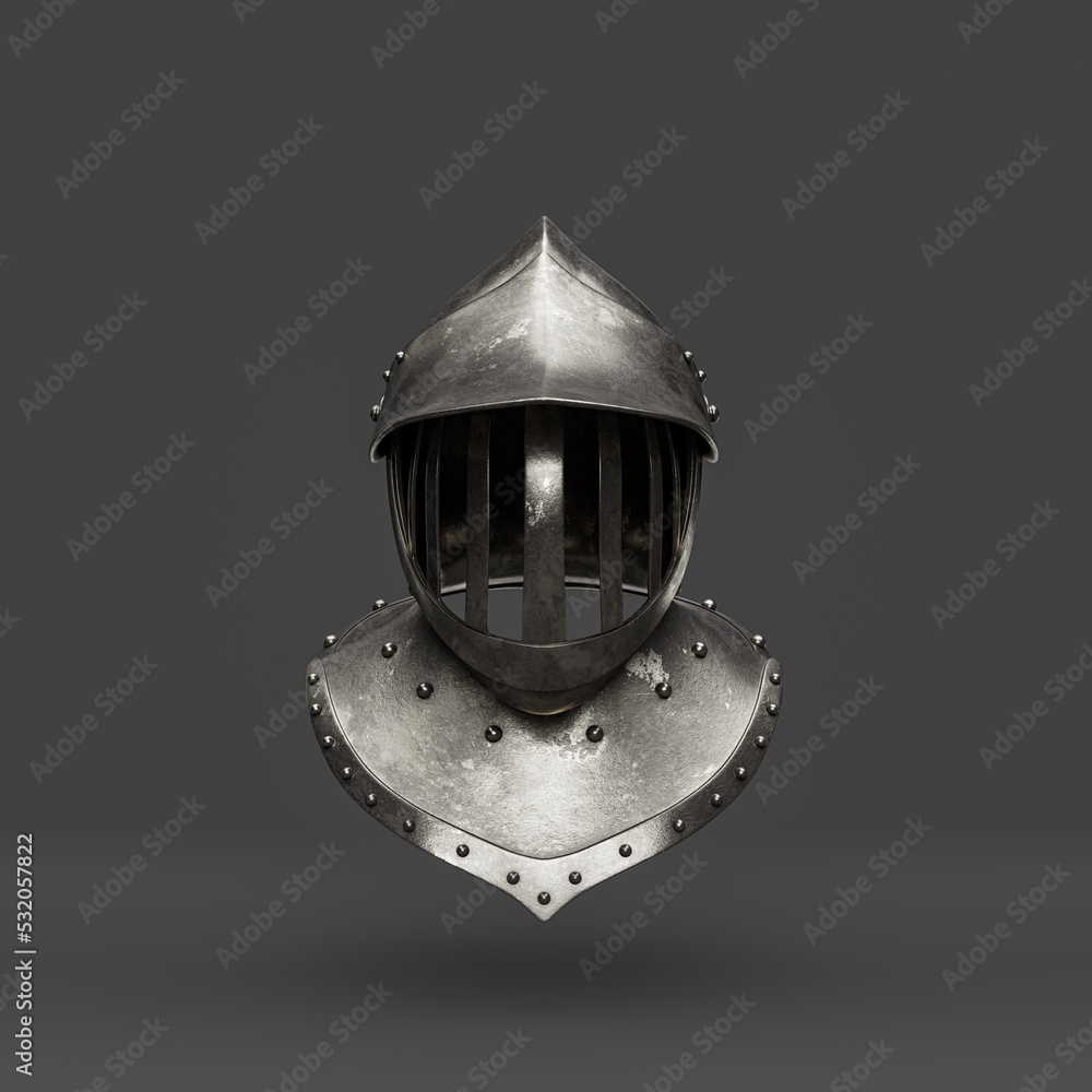 Ilustración de Stock Used steel warrior helmet. Isolated crash helmet ...