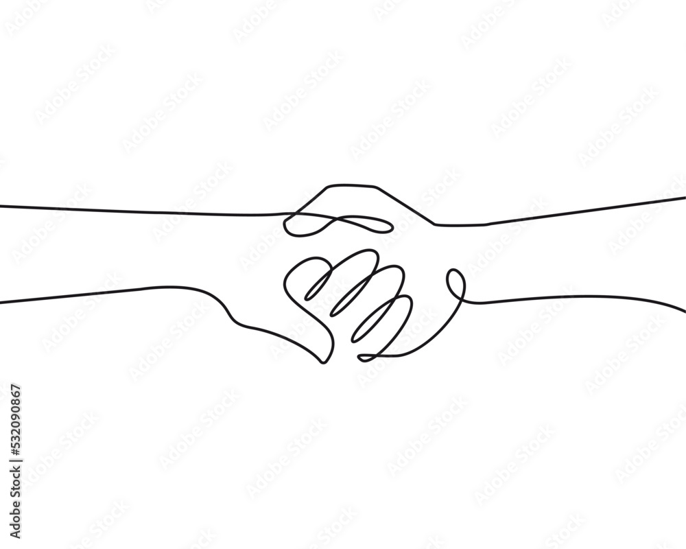 Image vectorielle Stock Holding Hands Continuous One Line Drawing Black ...