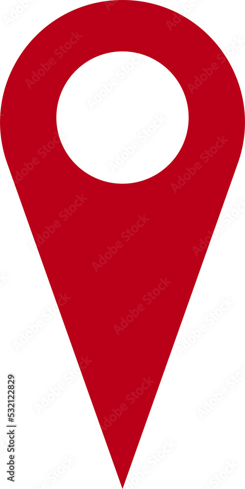 Red filled location pin icon. Map symbol, home sign. Flat design ...
