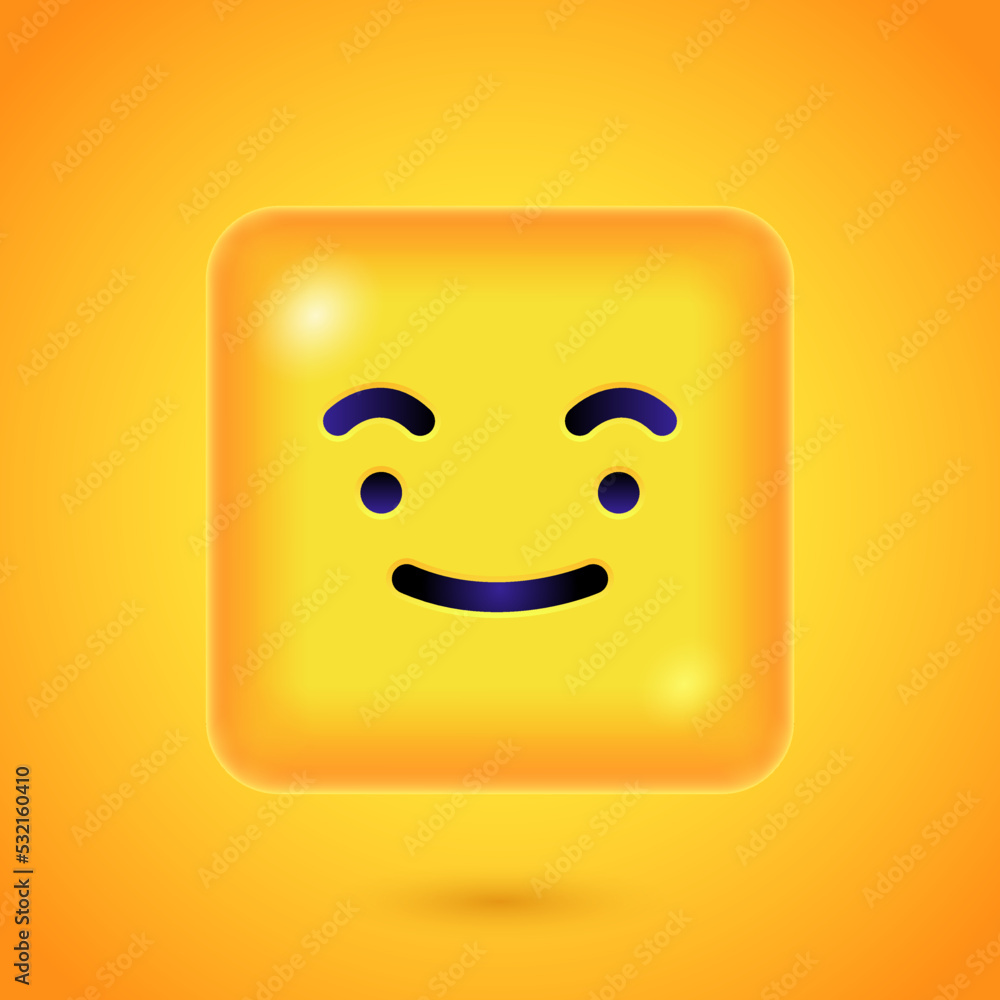 Square Emoticon. Yellow Emoji faces emoticon smile, digital smiley ...