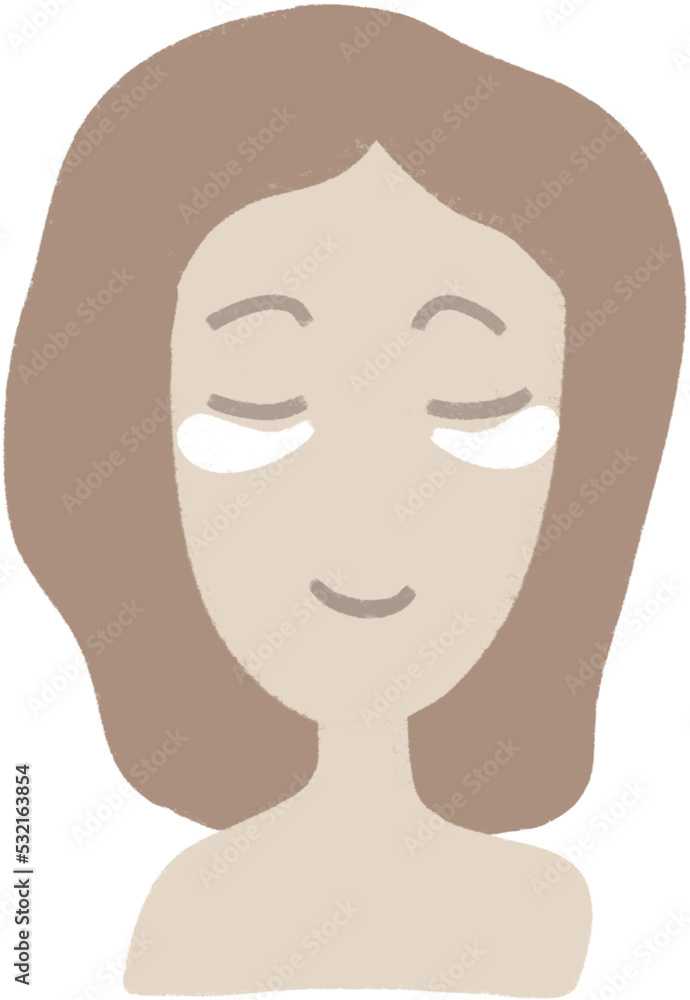 Woman with pale white skin and under eye patches cartoon character face ...